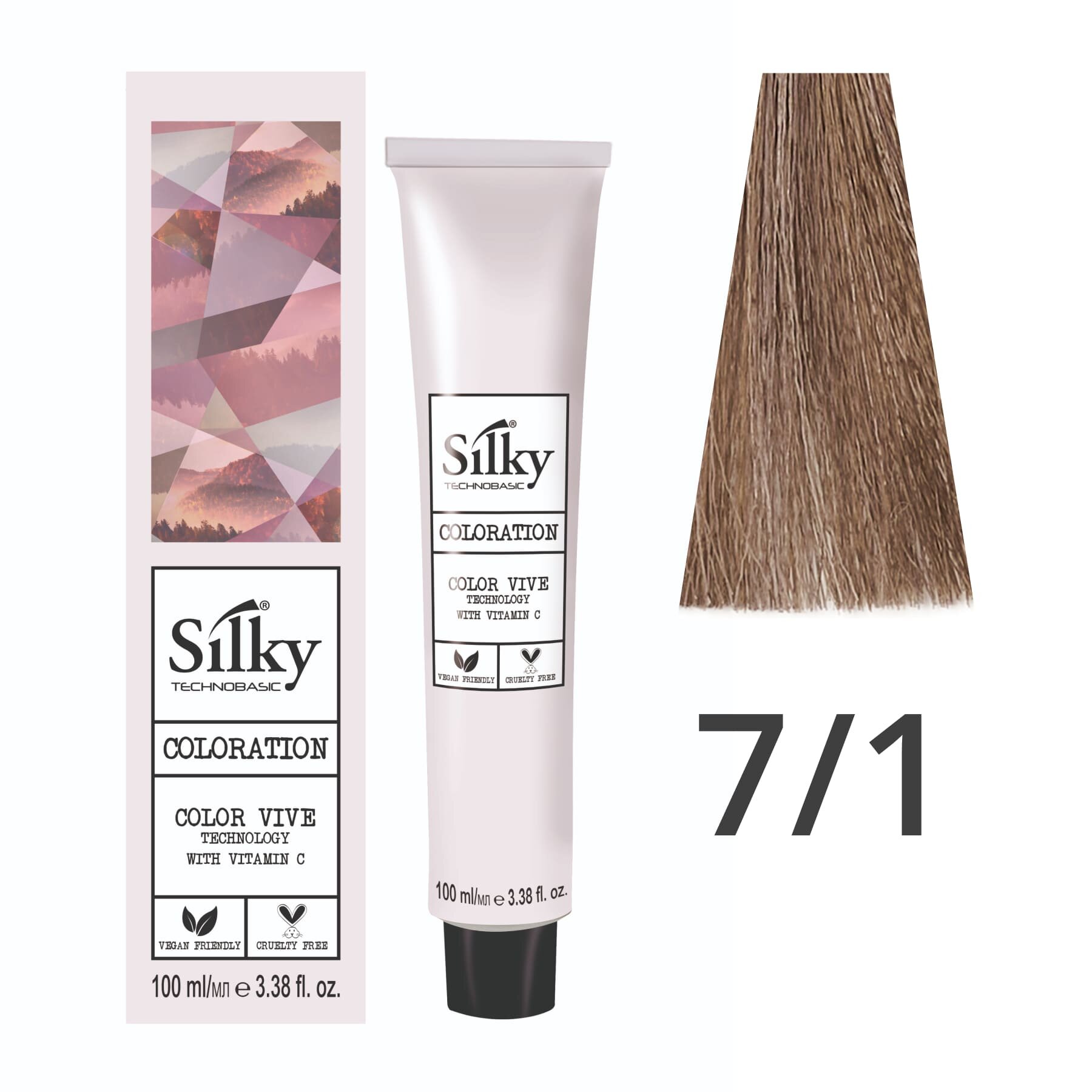 Краска для волос профессиональная Silky Color Vive/Ultralift 7/1 Русый пепельный, 100 мл