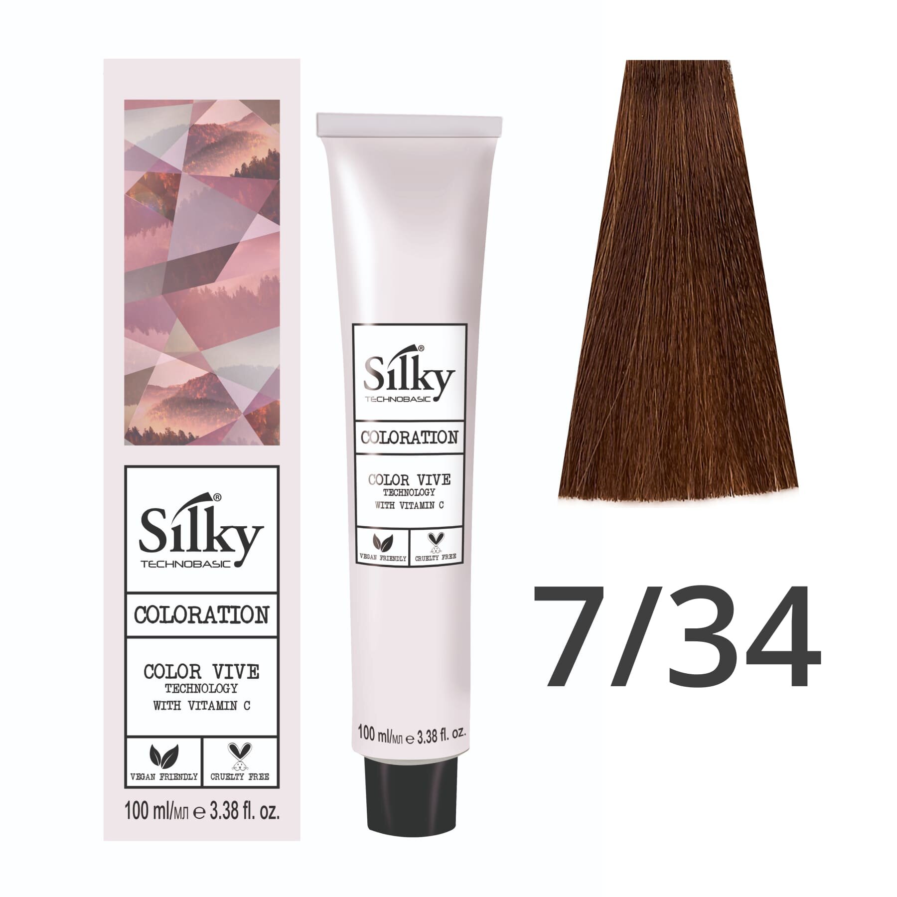 Краска для волос профессиональная Silky Color Vive/Ultralift 7/34 Русый Золотистый медный, 100 мл