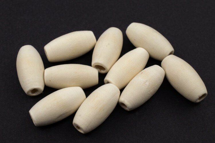 Бусины деревянные овальные/продолговатые 20 х10мм, отверстие 3 мм, 539-021, 10шт