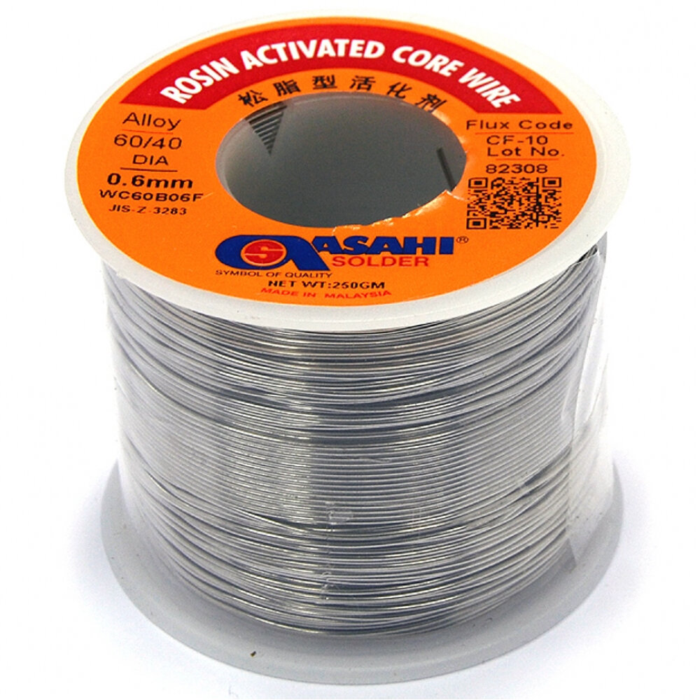 Припой (0.6 мм, 0.25 кг, Sn60/Pb40, CF10 флюс RA) ASAHI, 0.6 мм,