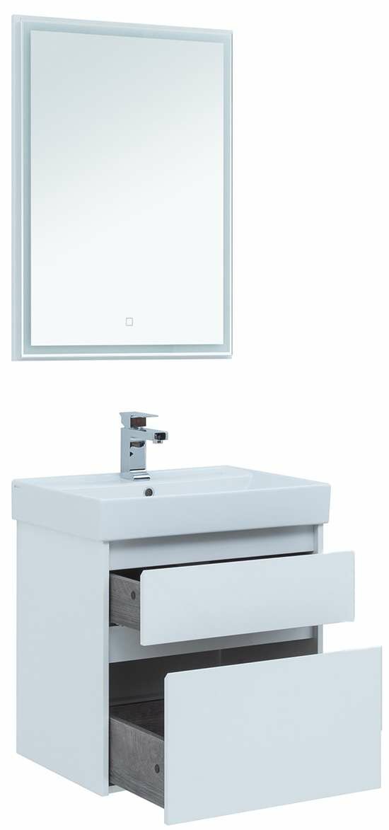 Мебель для ванной Aquanet Nova Lite 60 напольная/подвесная 2 ящика белый глянец