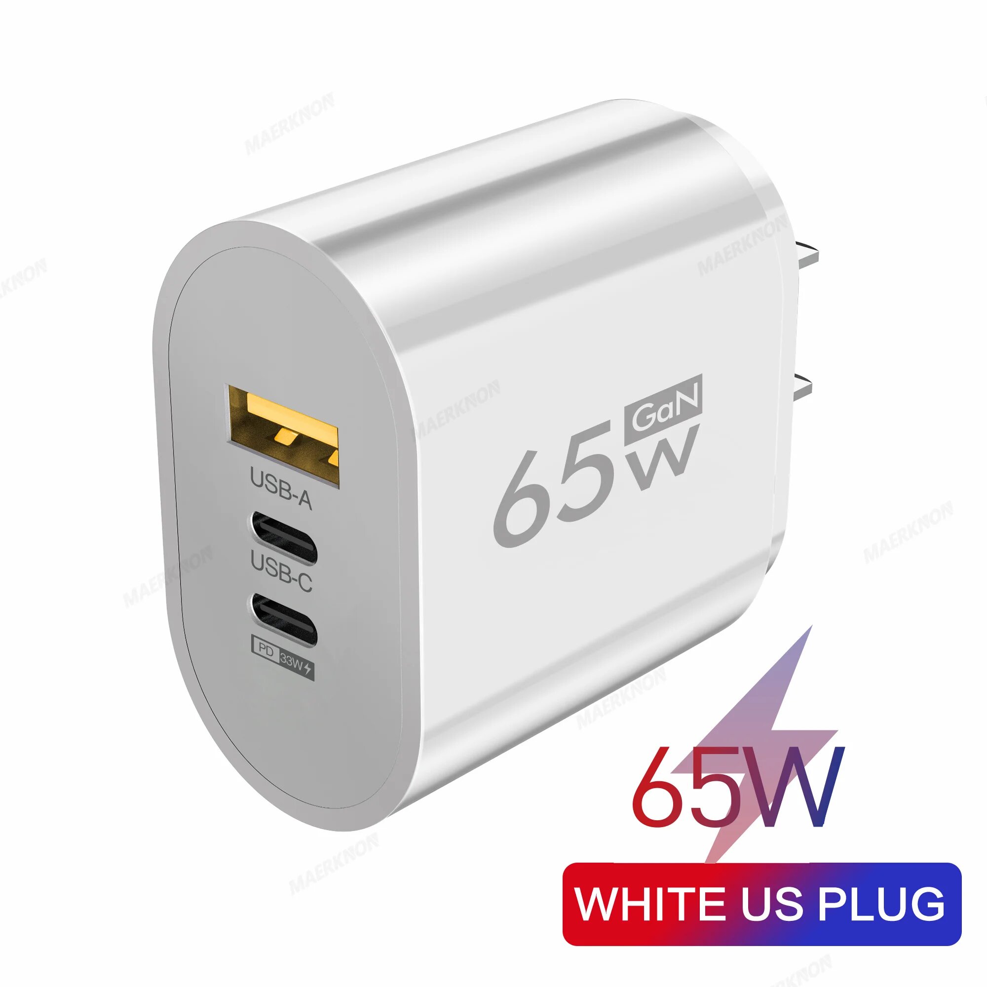 65W GaN зарядное устройство USB C с US White вилкой