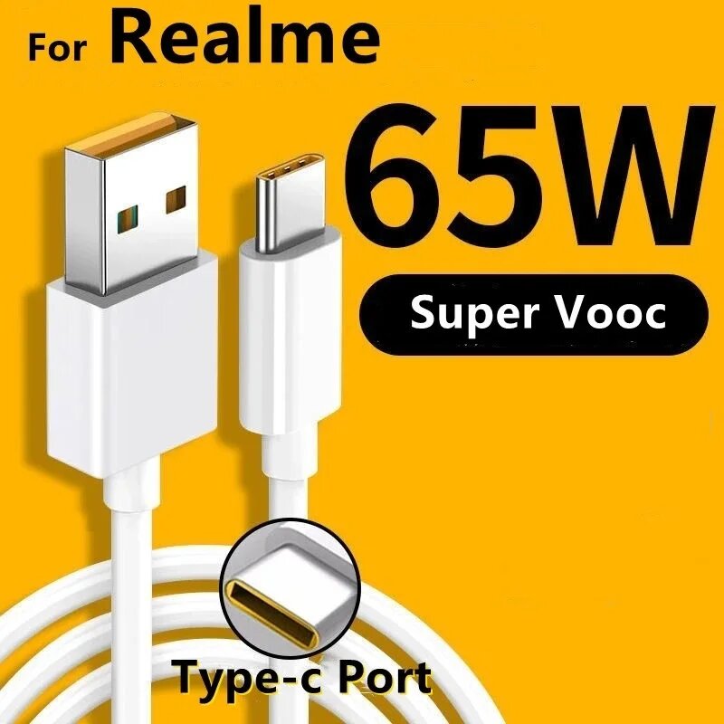 Супербыстрый зарядный кабель USB Type-C 65 Вт А, супер Vooc Дротика кабель для Realme 9i 9 Pro 8 7 X7 X50 GT GT2 OPPO Find X5 X3 N Reno 7 0,5 м