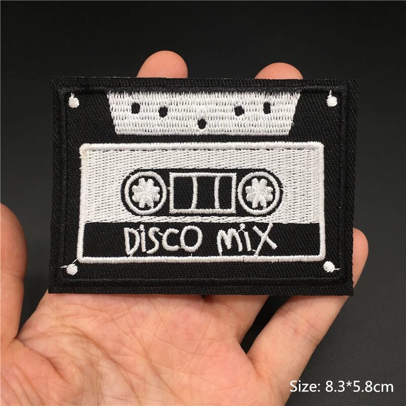 Патч вышитый "Disco Mix", черный, 8.3*5.8 см