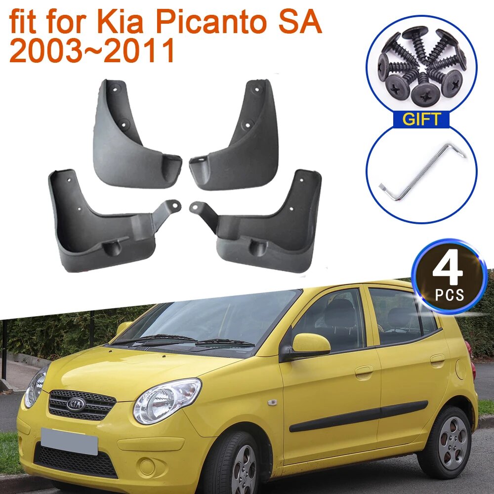 4x Брызговики для Kia Picanto SA 2005 Morning 2003 ~ 2011 2008 Аксессуары Брызговики Крыло Брызговики Крышка Откидная створка Передняя Задняя Авто