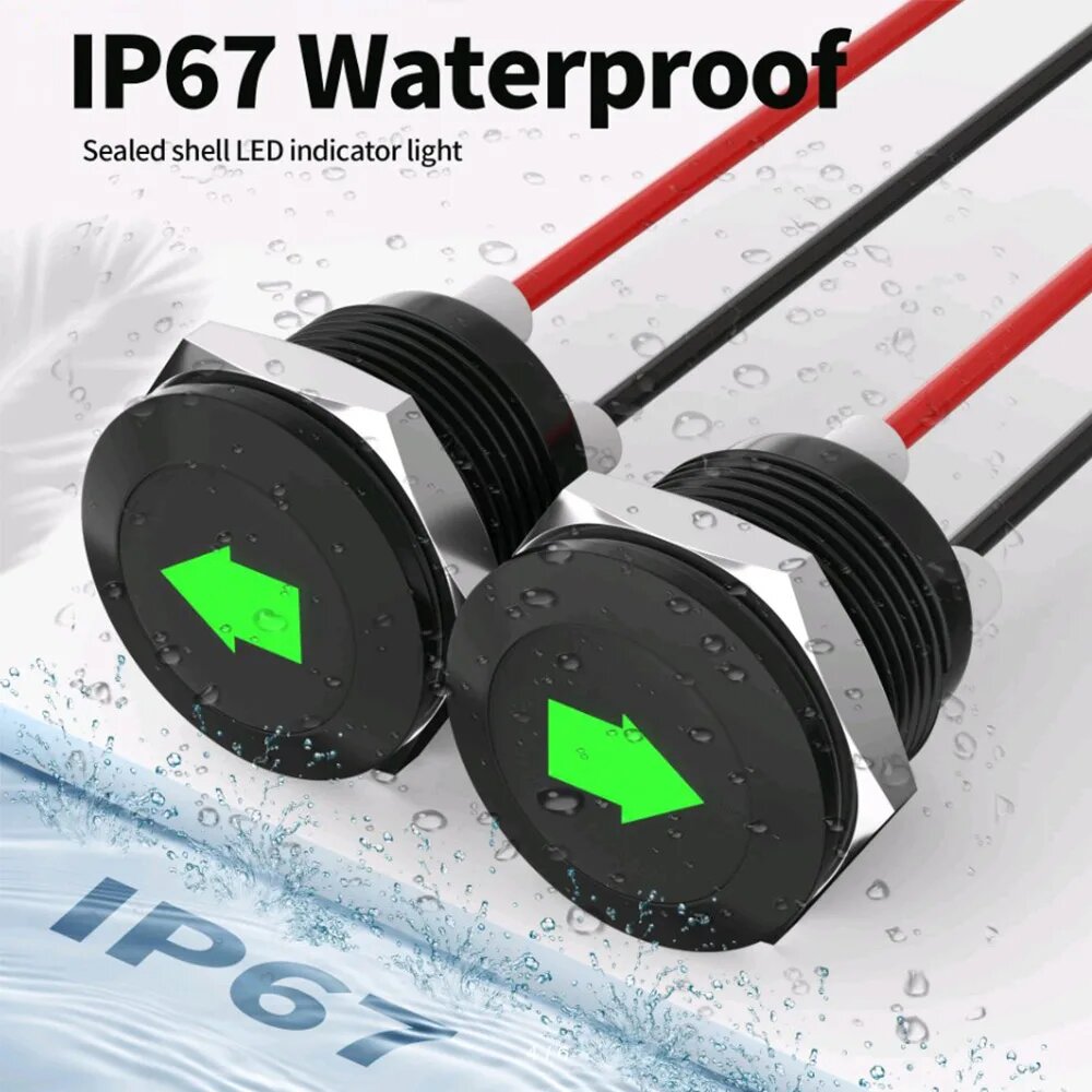 2 шт. автомобильные аксессуары 12 мм металлический указатель поворота 12 В зеленый с одной стрелкой символы водостойкая светодиодная сигнальная лампа приборной панели