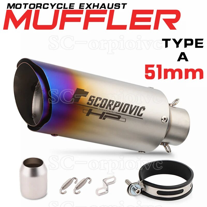 Вход: 51 мм/61 мм Универсальный мотоциклетный глушитель выхлопной трубы для мотоцикла правая и левая для Yamaha Honda KTM Kawasaki Ducati Type A