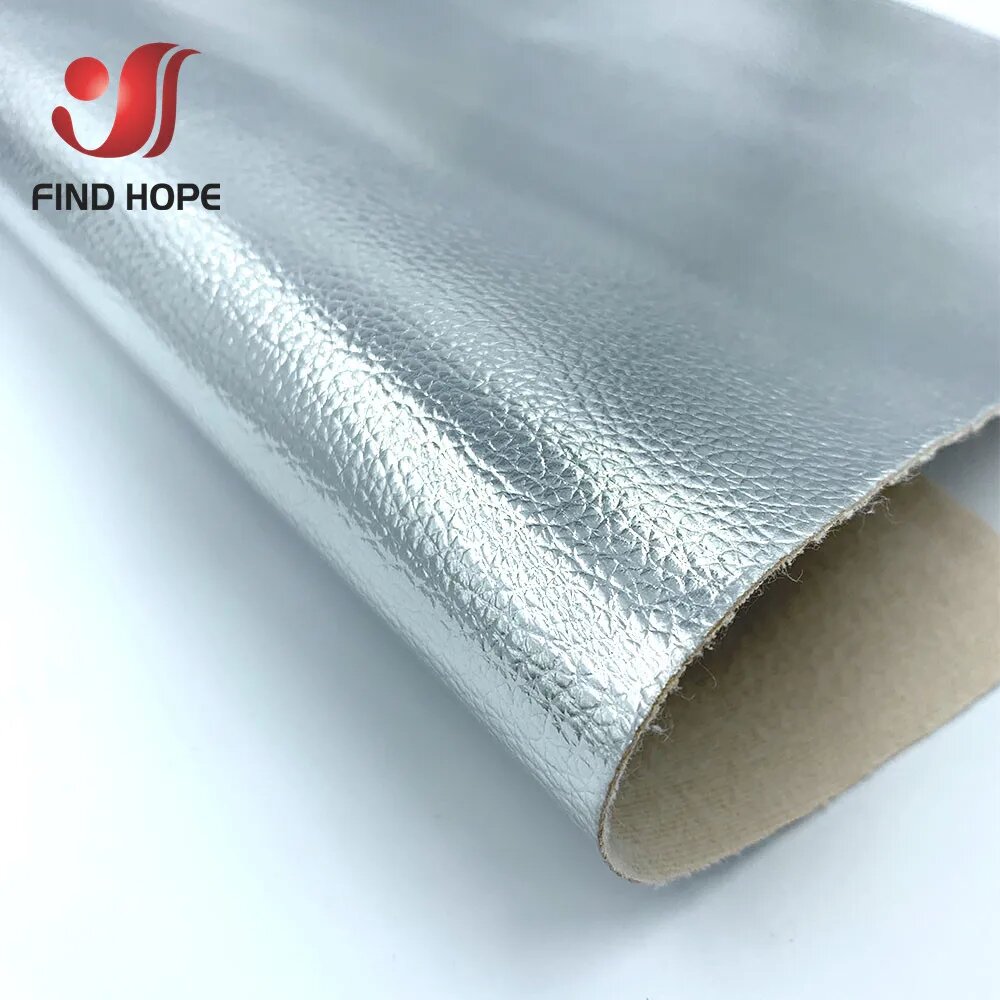 Искусственная кожа Findohope Личи, рулон 20cm x 120cm, 22 Bright silver