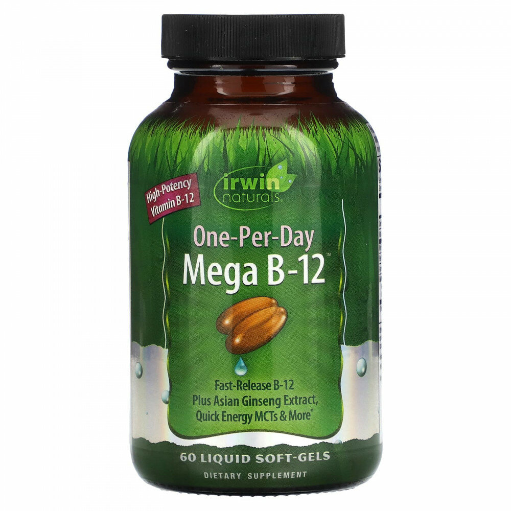 Irwin Naturals, One-Per-Day, Mega B-12™, 60 капсул с жидкостью