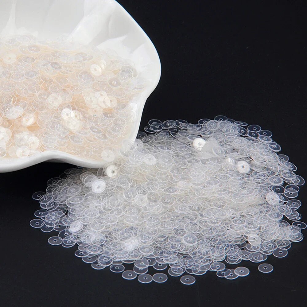 Прозрачные блестки ПВХ 3-30 мм Белый, 5mm transparent