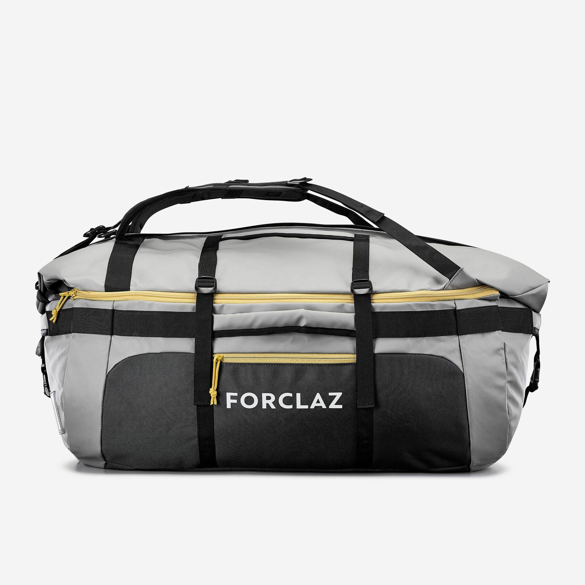 Трекинговая сумка Forclaz Duffel 500 Extend объемом 80-120 литров , Decathlon, Цвет: Серый хаки / серый уголь, Размер: 80 л