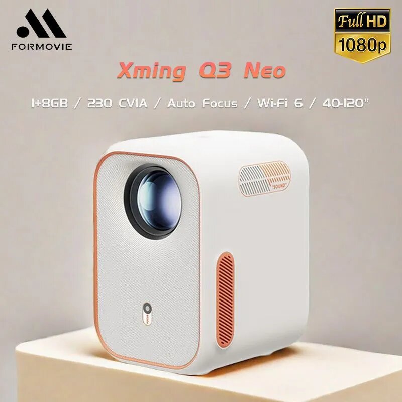 FORMOVIE Проектор Xming Q3 Neo 1080P Full HD WIFI 6, DLP, белый