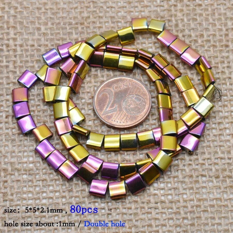 Гематитовые бусины YanQi 5 мм 2 отверстия T0-04 5x5mm