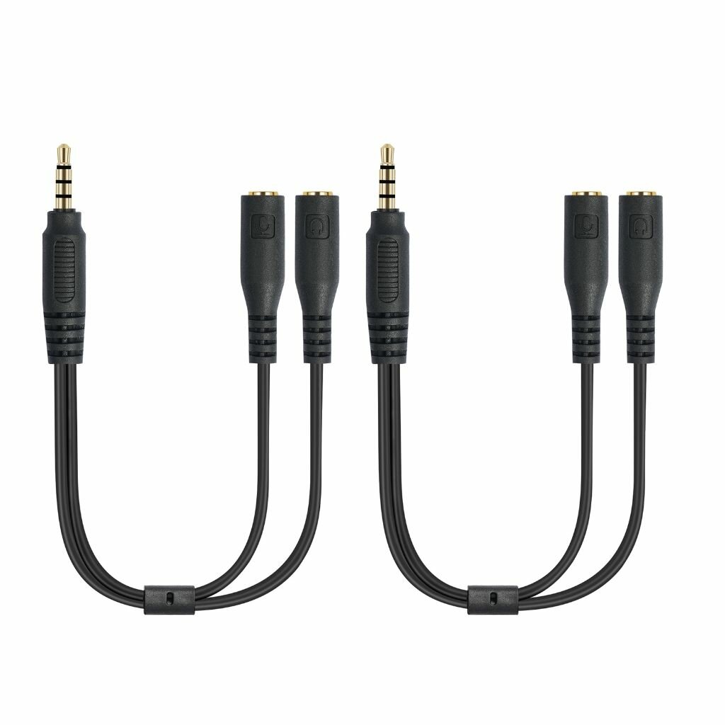 (2 шт.) 3,5 мм мужской на двойной женский микрофон наушников сплиттер