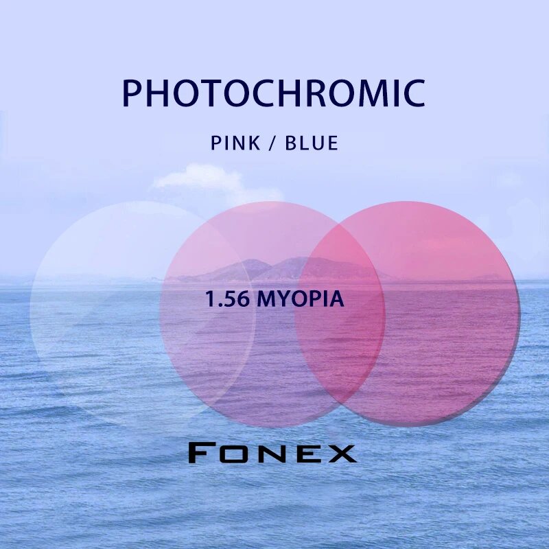 Фотохромные линзы FONEX 1.56 синий, индекс 1.67, -0.50 - -4.00
