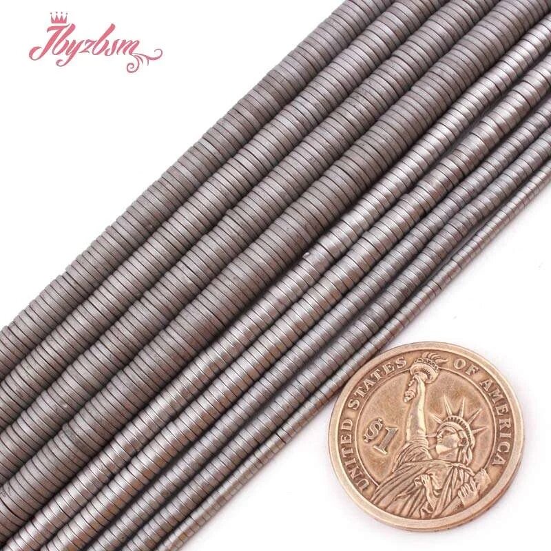 Бусины из гематита, 1x6 мм, серые, 310 шт
