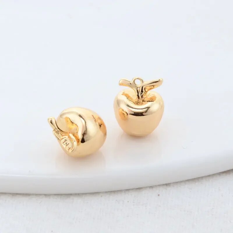 Латунные подвески с яблоками, 14к золотого цвета, Florainer Tina 2PCS
