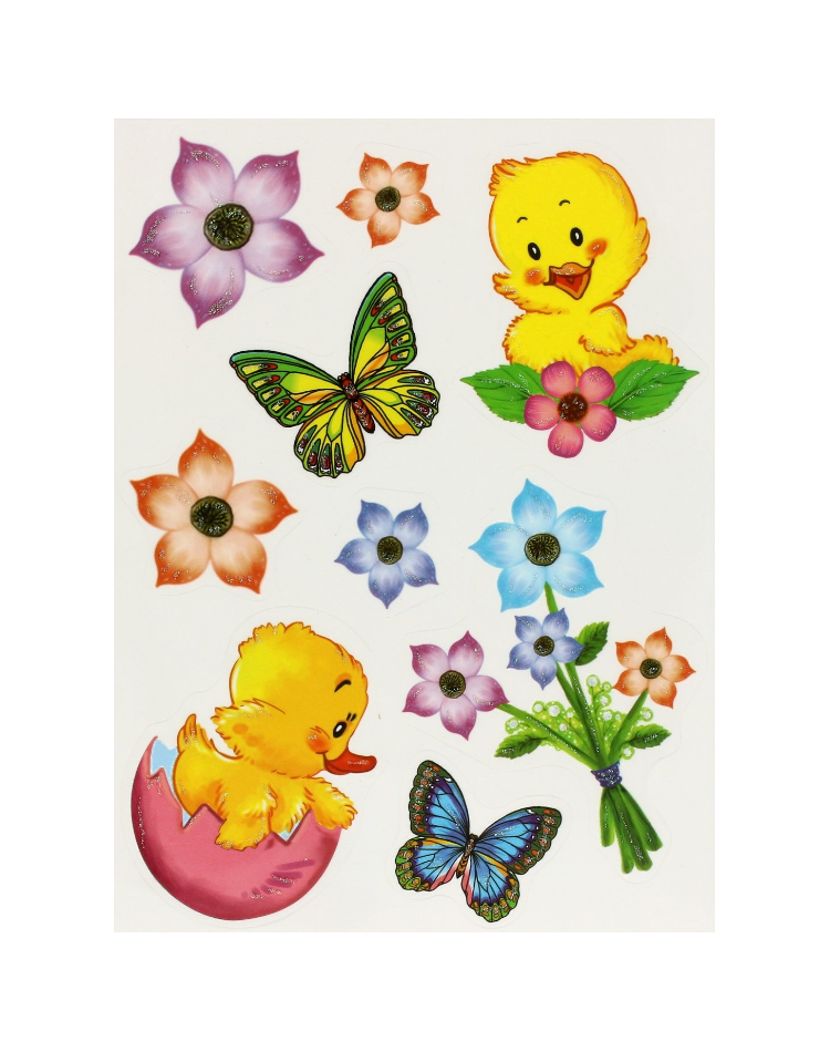 Наклейка пасхальный витраж Цветы 30х40см 4209238