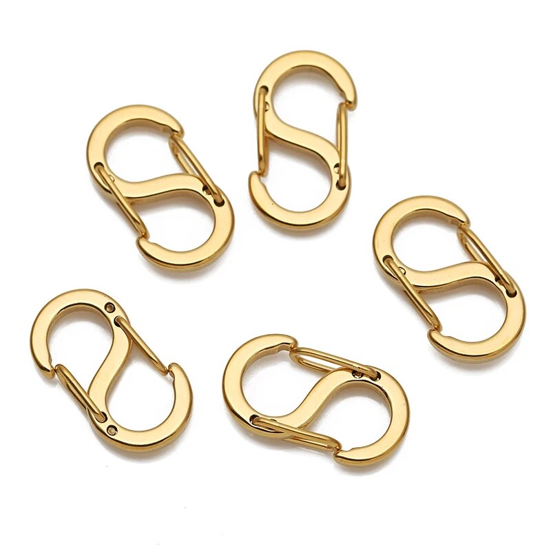 5 шт, золотые пружинные карабины для браслетов и ожерелий Semorilry 20mm, Gold 5pcs