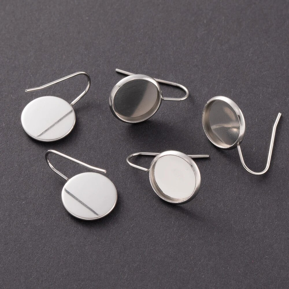 Фурнитура для сережек из нержавеющей стали, 10 шт. 12mm, Silver