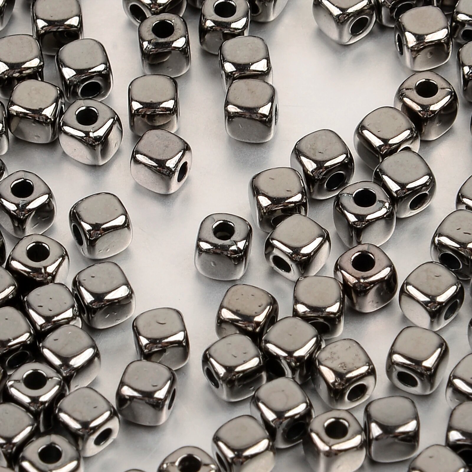 CCB квадратные бусины-разделители розового золота 100-400 шт Серебряный, 3mm- 100Pcs, Square Gun Black