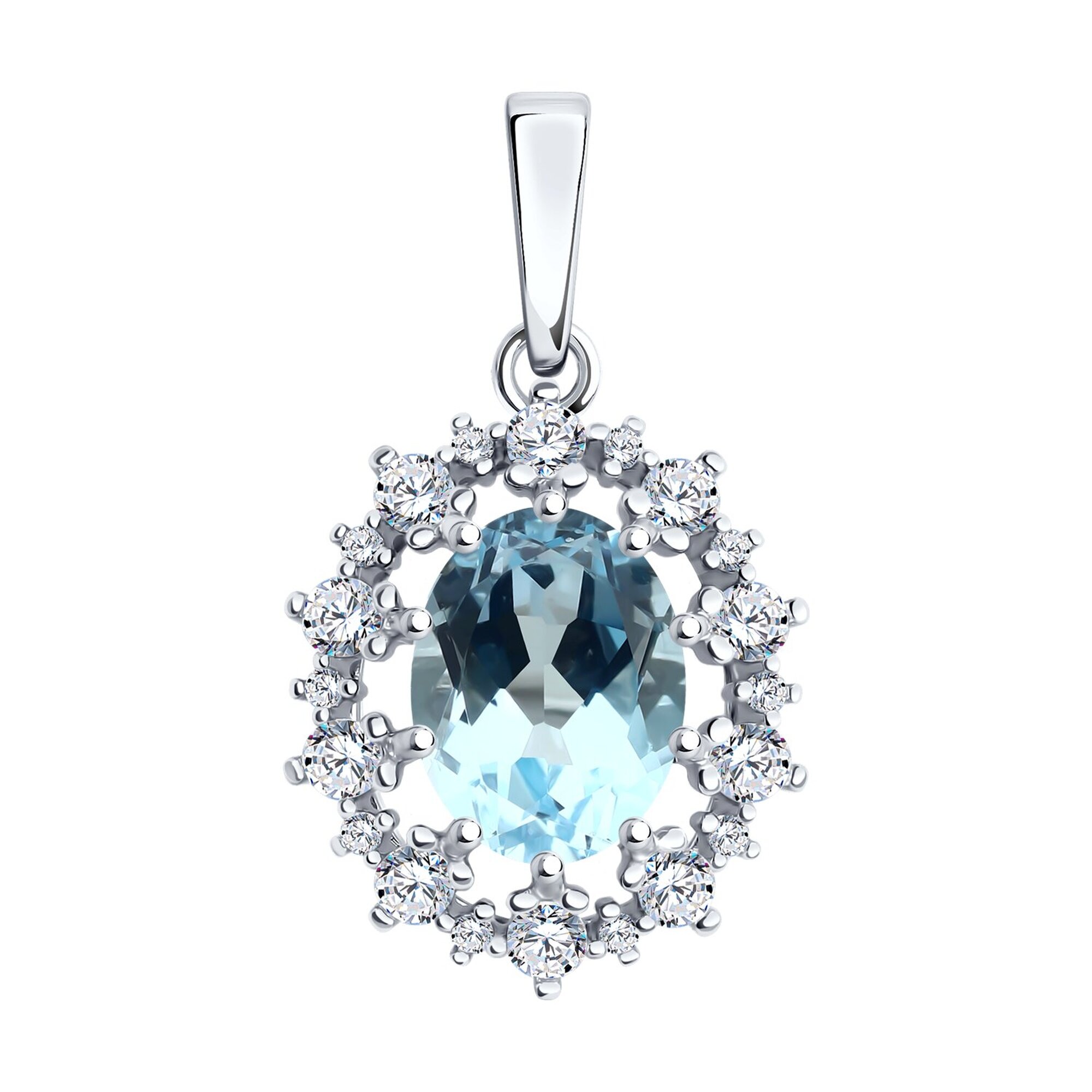 Подвеска, серебро, 925 проба, родирование, фианит, топаз