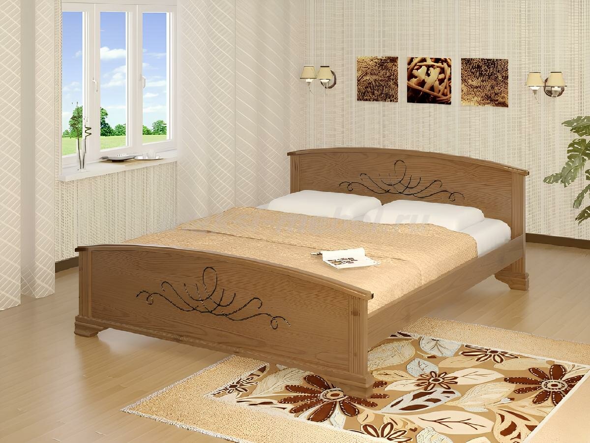 Кровать "Нова" из массива сосны 160x190 см, Классический орех 2