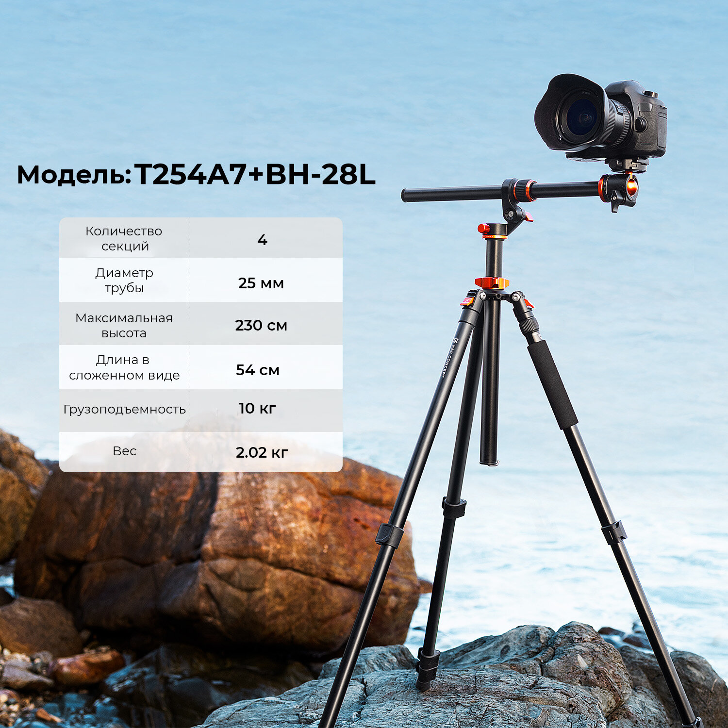 Штатив K&F Concept T254A7 + BH-28L KF09.119
