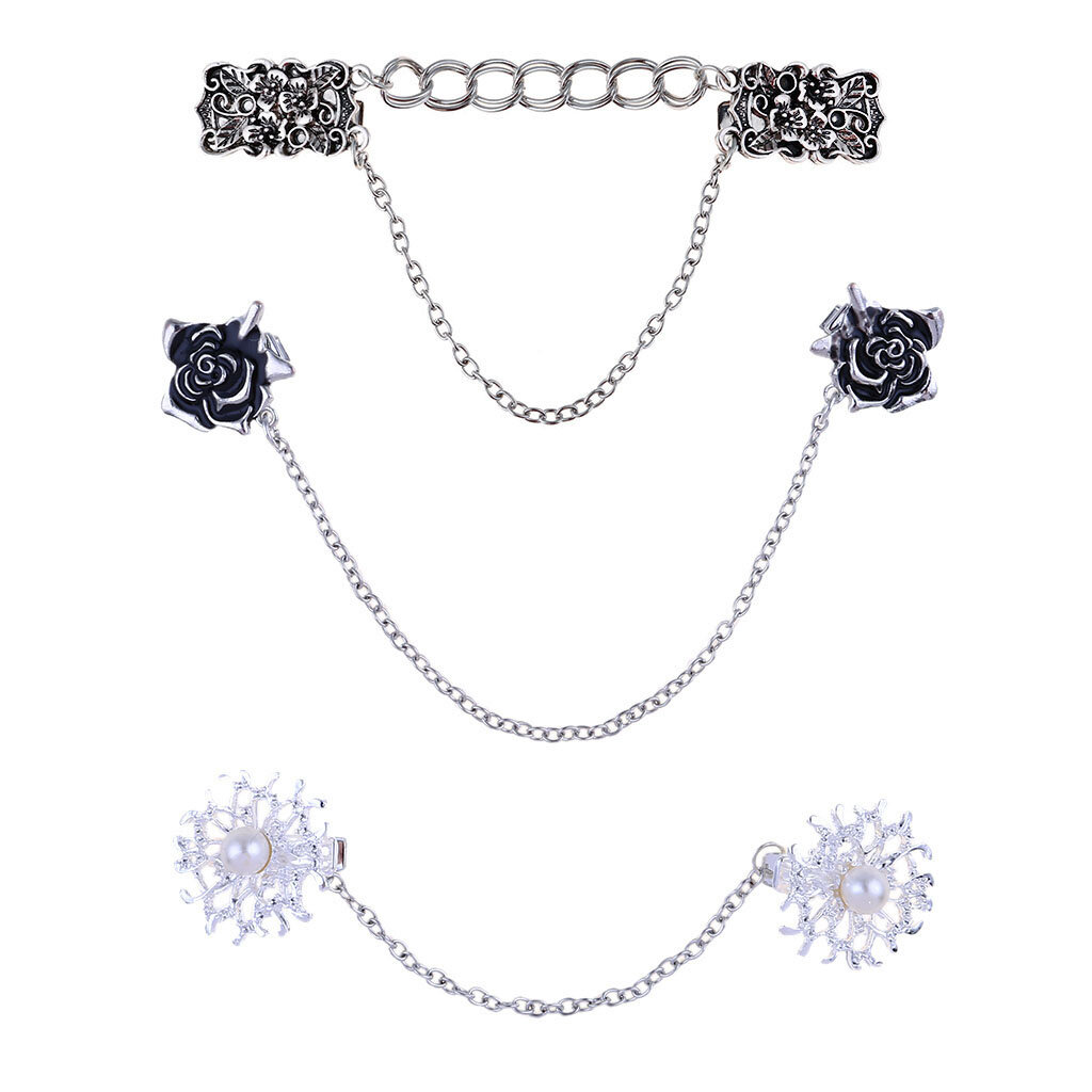 1 комплект из 3 женских зажима для свитера из сплава BZ832 с бриллиантами, соединительная пряжка для кардигана, зажим для воротника