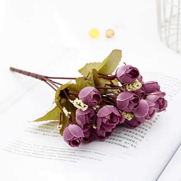 Искусственные розы Wusmart, шелк, мини букетик Сиреневый, Fall Purple