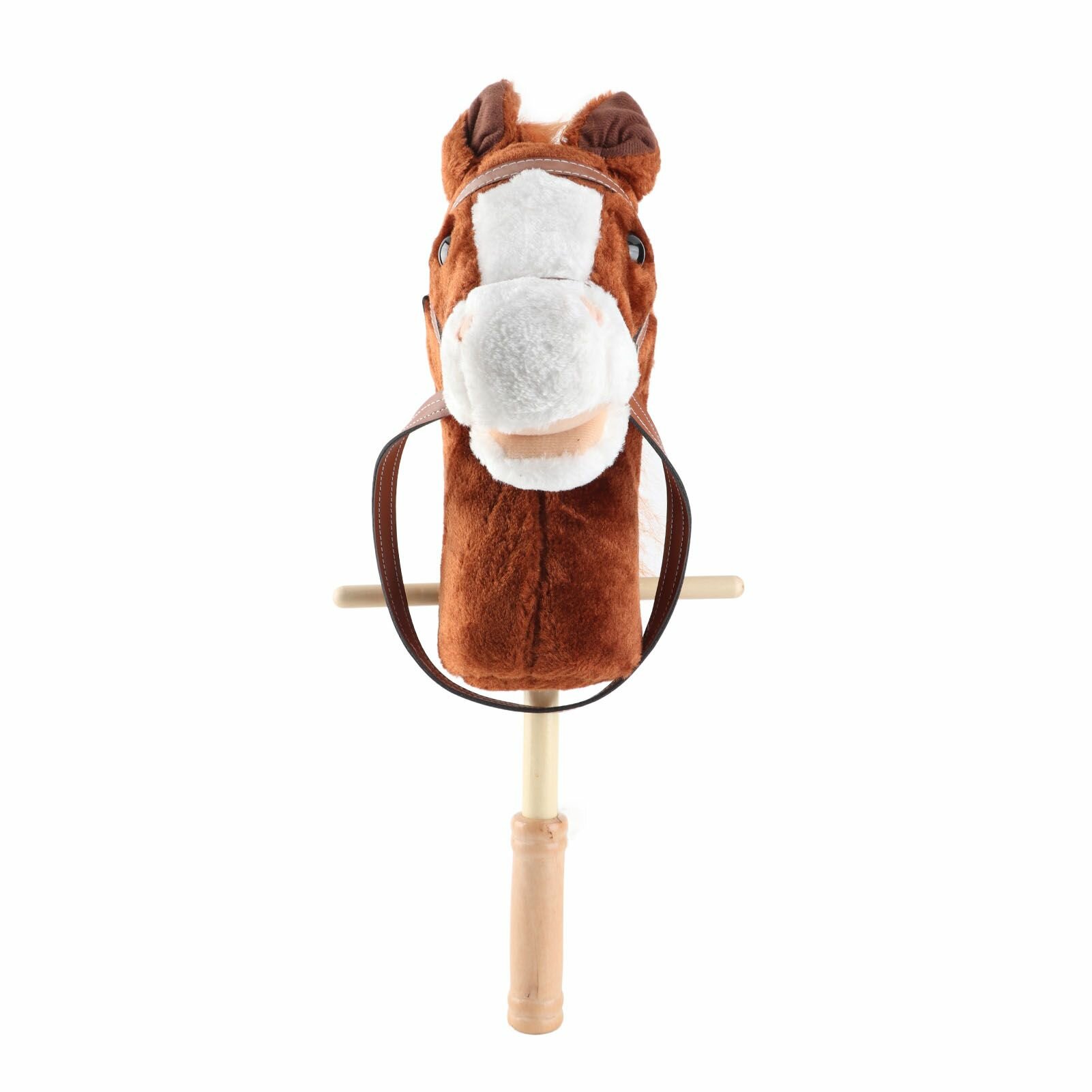 Игрушечная голова лошади на палке с колесиками, коричневая