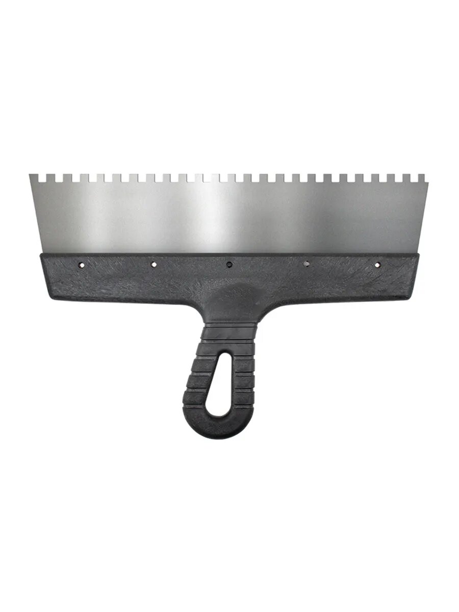 Шпатель фасадный Biber 35231, зубчатый, нержавеющая сталь, пластиковая ручка, зуб 6х6 мм, 300 мм