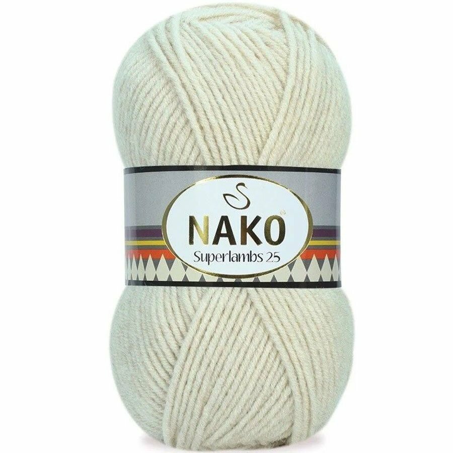 Пряжа Nako SUPERLAMBS 25 240 суровый (5 мотков)