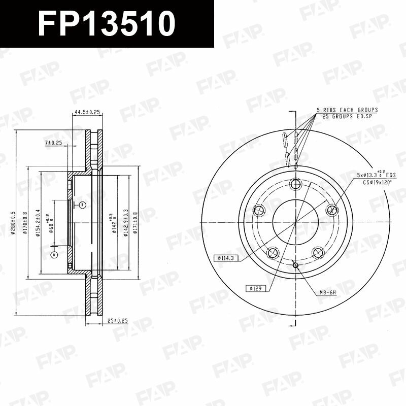 Диск тормозной передний Mazda 3 Cx-3, Мазда 3 Cx-3; B45A33251A