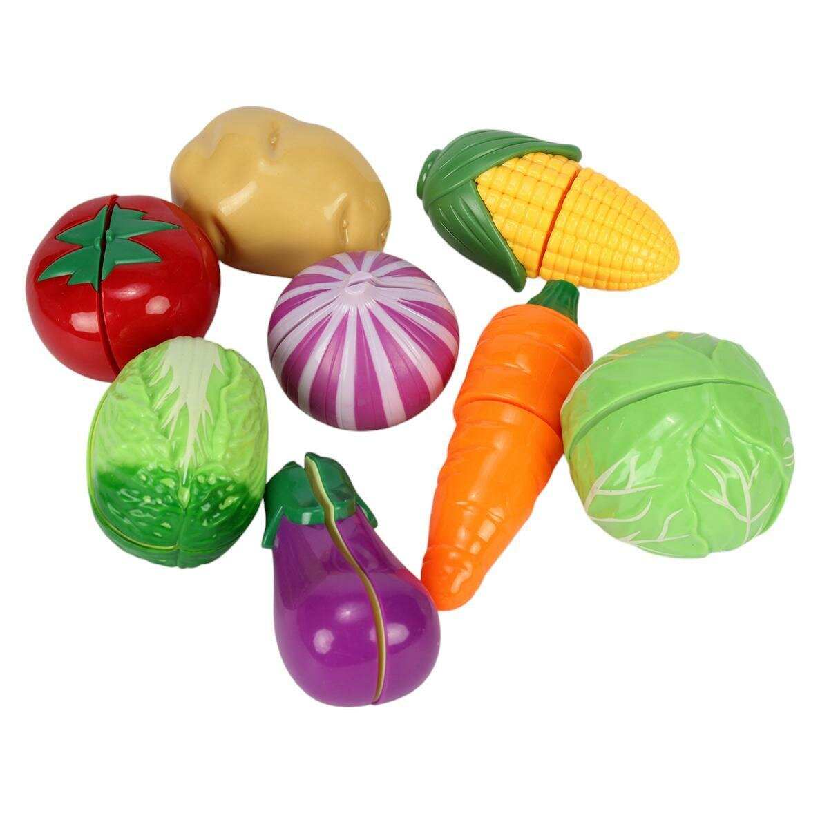Набор игрушечных овощей и фруктов, 10 предметов, яркие цвета, 30х7х18,5 см