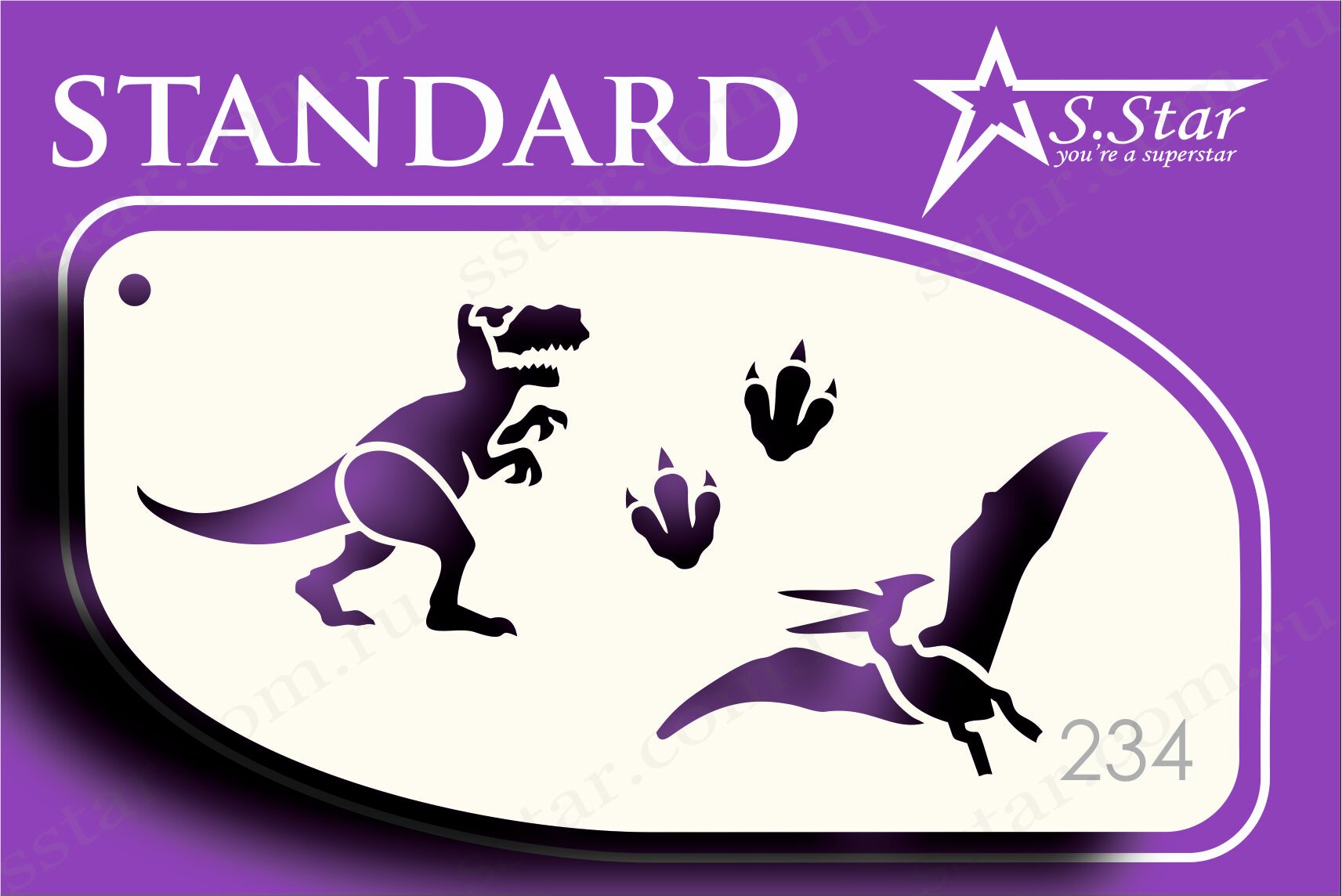 Трафарет для аквагрима постоянного пользования для мальчиков динозавр