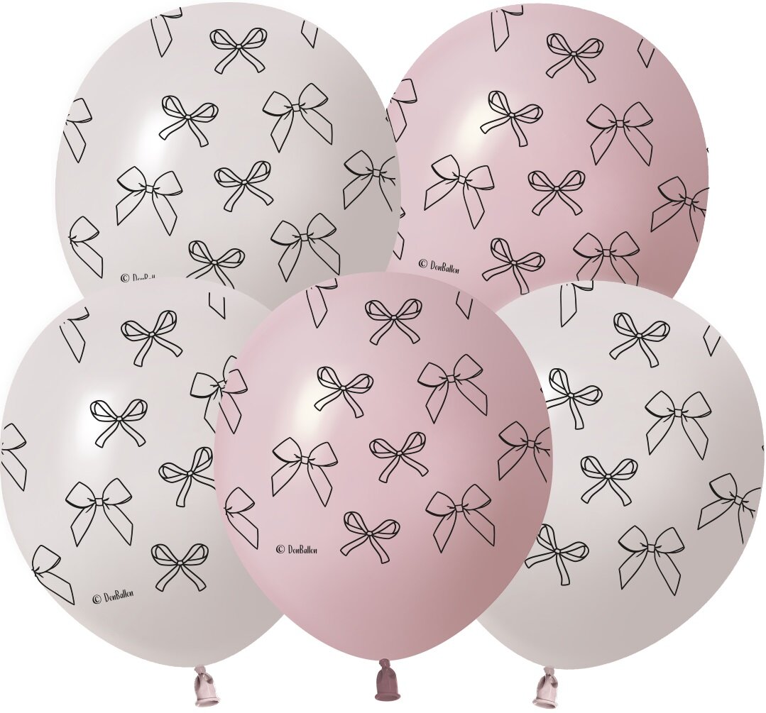 Шар (12'/30 см) Бантики, Ассорти, пастель ретро, 5 ст, 25 ш