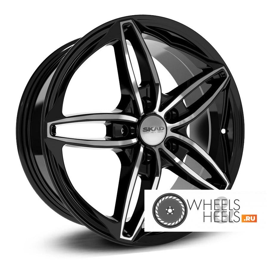 Диск автомобильный литой Скад Турин 16x6.5 5x114.3 et40 dia66.1 Черный с полированной лицевой поверхностью