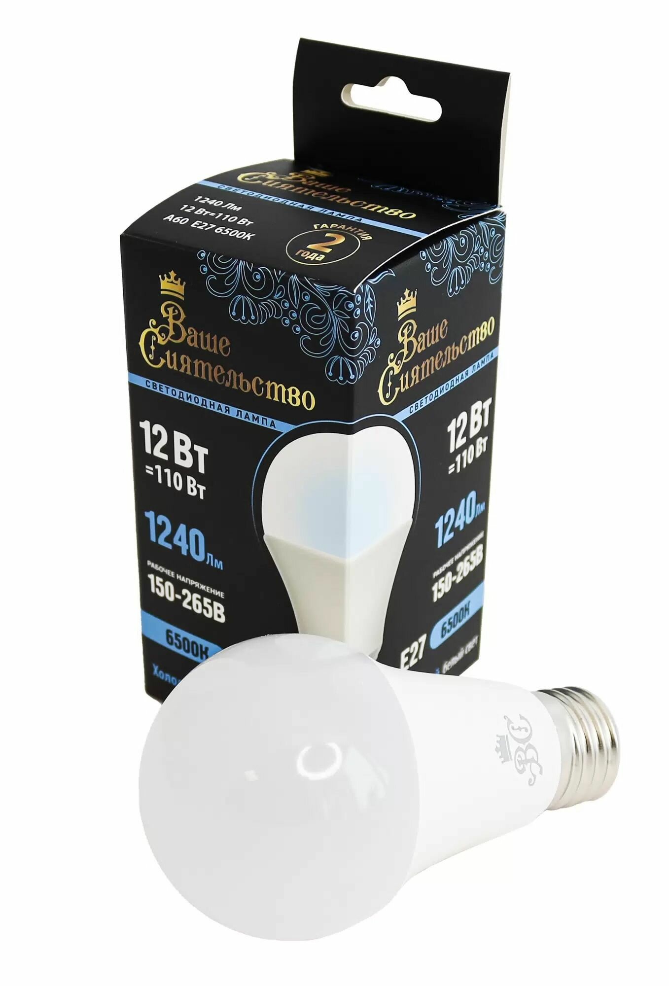 Лампа светодиодная Ваше сиятельство ЛОН A60 E27 12W(1240lm) 6500K 1 шт.