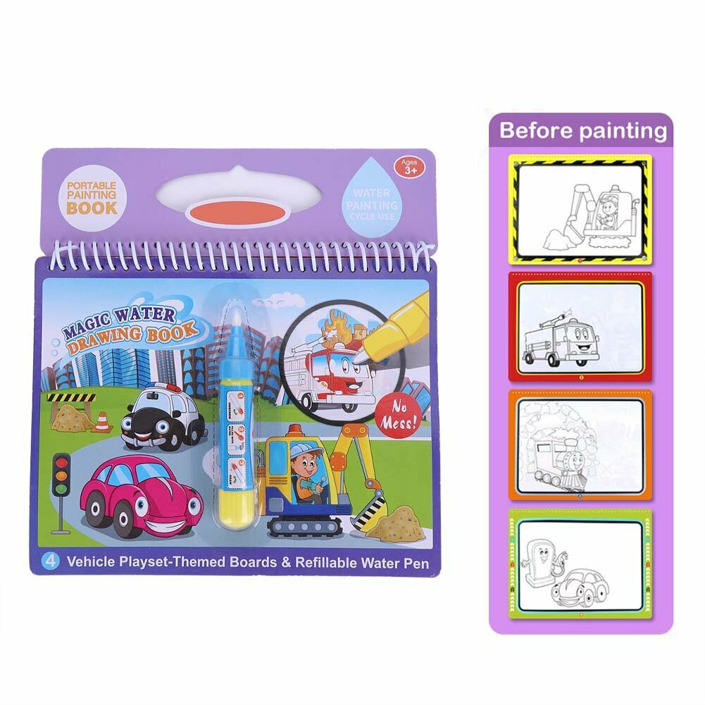 Книжка-раскраска для детей с ручкой, развивающая игрушка для рисования (в виде машинки).