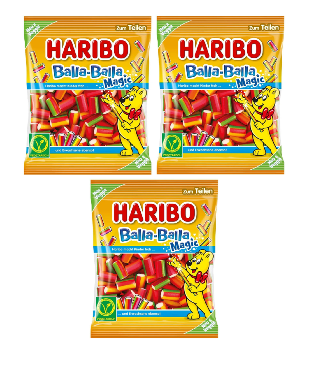 Жевательные конфеты HARIBO Balla Balla Magic, ( 3 уп. х 160 гр)
