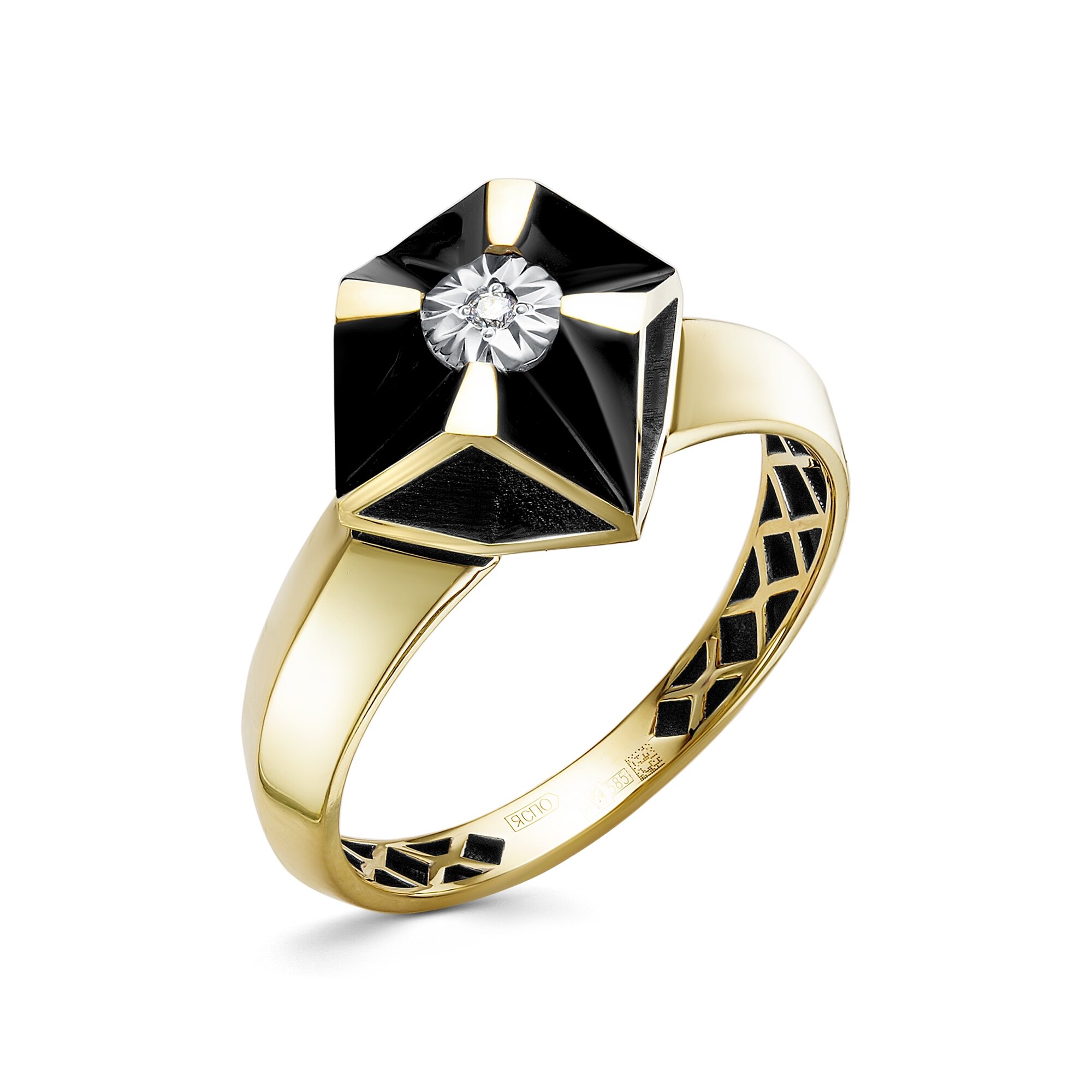 Кольцо, желтое золото, 585 проба, бриллиант