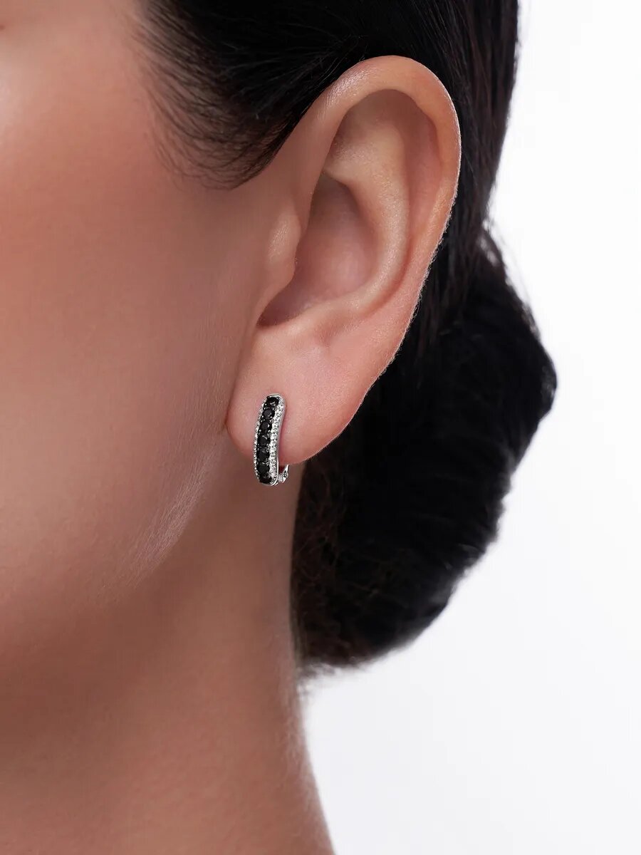 Серьги, серебро, 925 проба, родирование, фианит