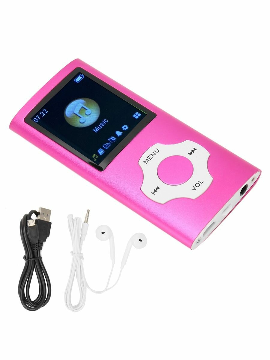 Портативный MP3-плеер с ЖК-экраном 1,8 дюйма, розовый студенческий музыкальный плеер с функцией записи FM-радио