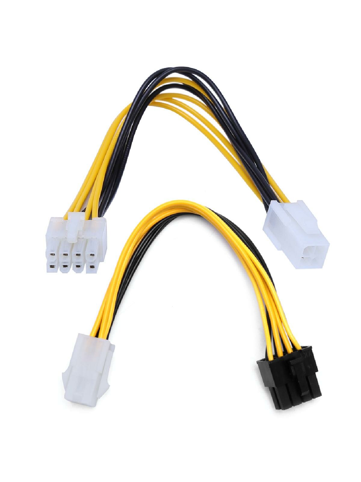 4Pin Female To 8-Pin Male CPU Board Power Supply Converter Adapter Cable Yellow Black 20cm/7.87in