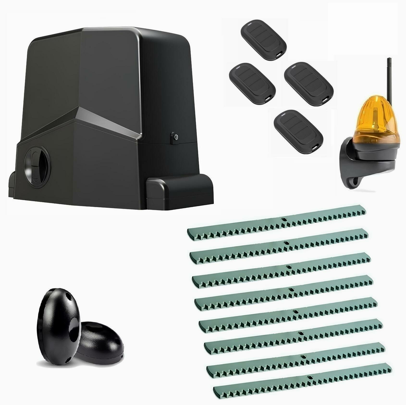 Автоматика для откатных ворот ARW-1000MKIT FULL8-K-T4, комплект: привод, 4 пульта, лампа, фотоэлементы, 8 реек