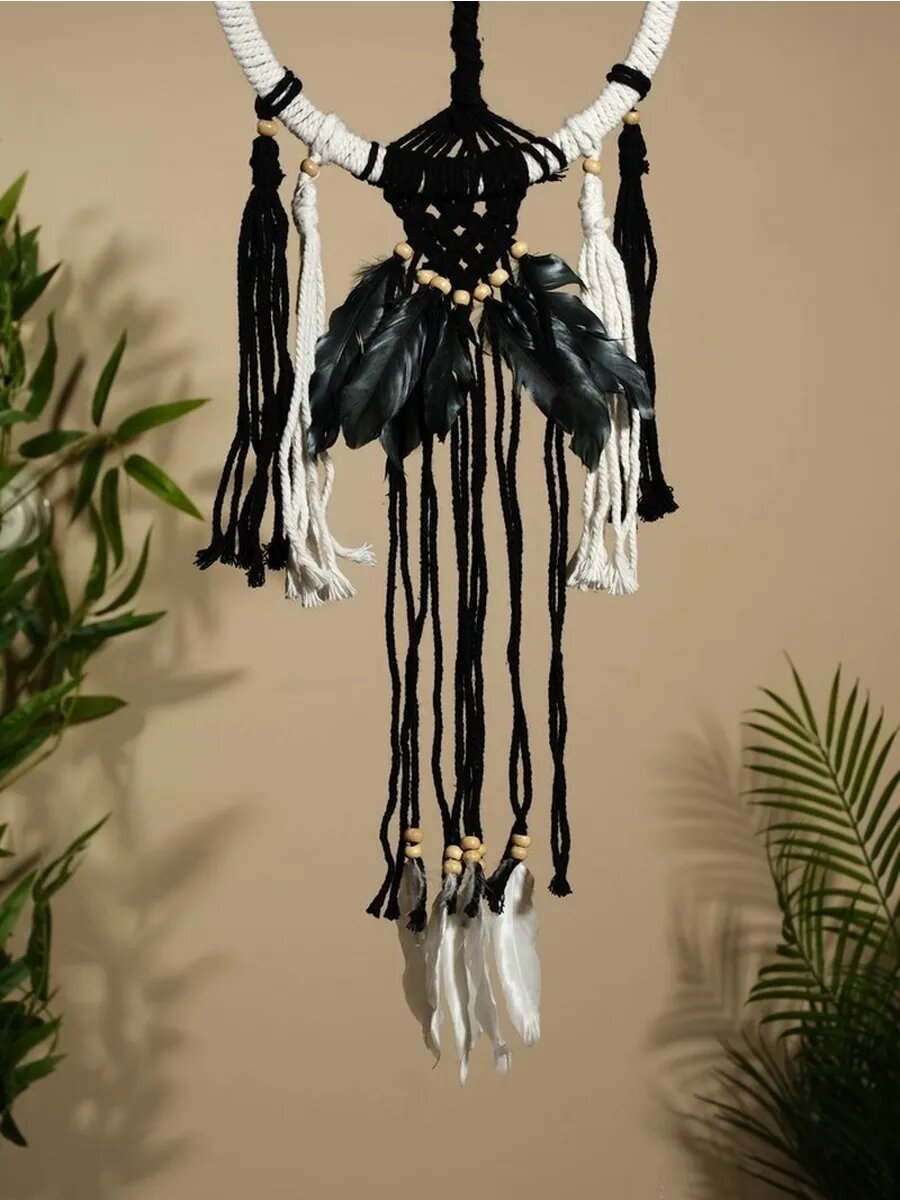 Элегантный ловец снов из тёмного дерева 22х60 см