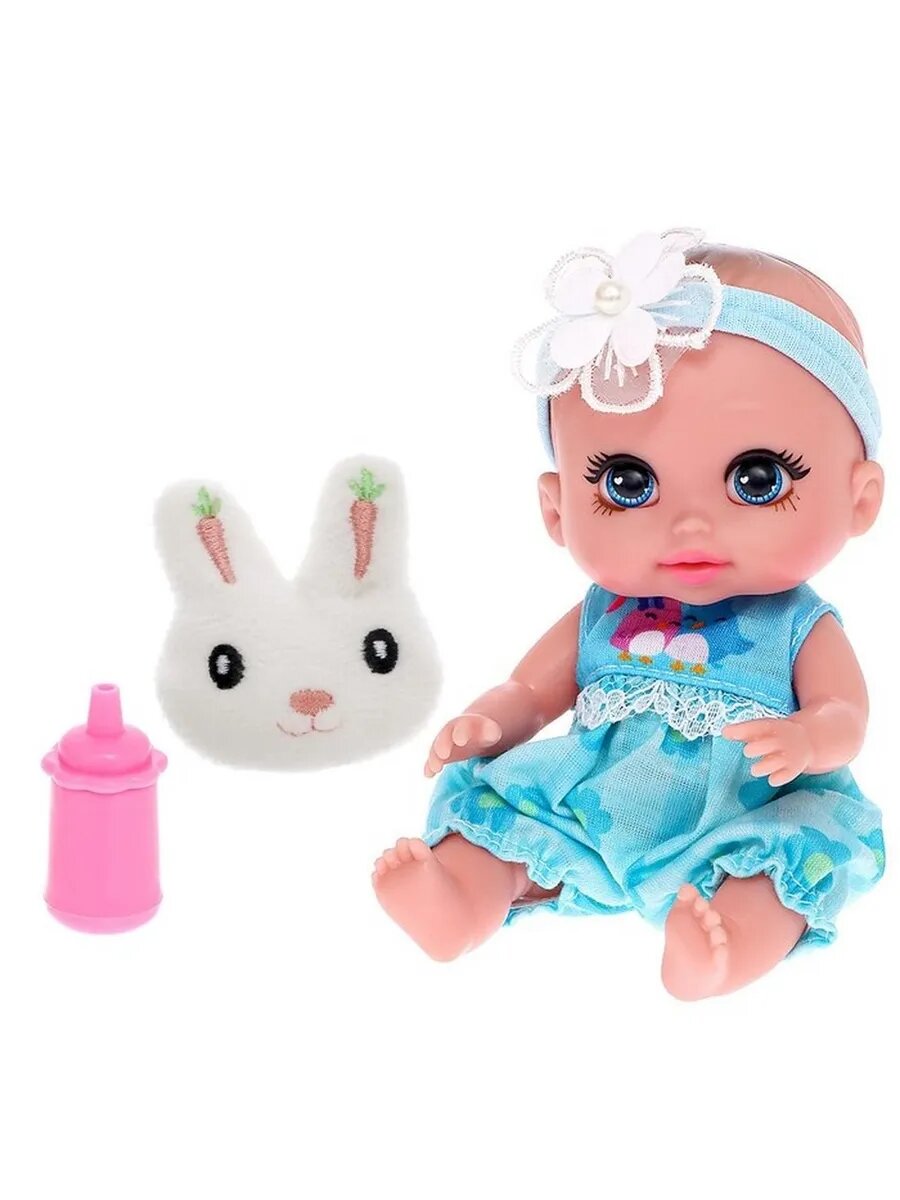 Маленький голубой пупс с аксессуарами для малышей