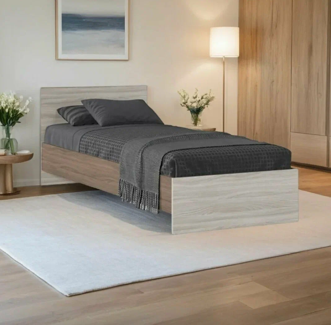 Кровать односпальная КР 554 "Бася" ЛДСП, 80х200 см, шимо темный/шимо светлый