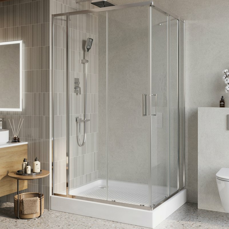 Душевой уголок BelBagno Luce AH-22-150/120-C-Cr профиль хром, стекло прозрачное